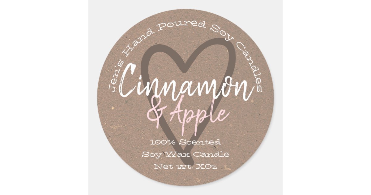 Vintage Hand Poured Candle Kraft Paper Purple Classic Round Sticker ...