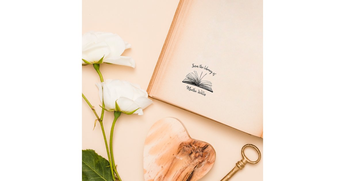 Vintage Hand-written book Custom Name Bookstore Self-inking Stamp | Zazzle