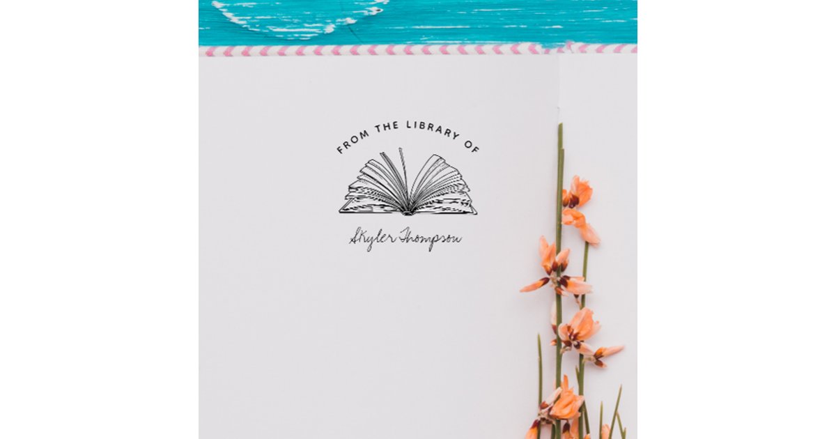 Vintage Hand-written From The Library Of Script Rubber Stamp | Zazzle