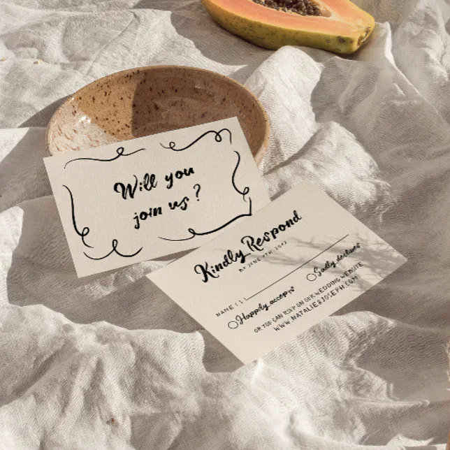 Vintage Hand Written Unique Modern Wedding RSVP Card | Zazzle