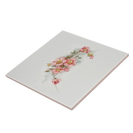 Vintage Handpainted Style Wild Roses Ceramic Tile | Zazzle