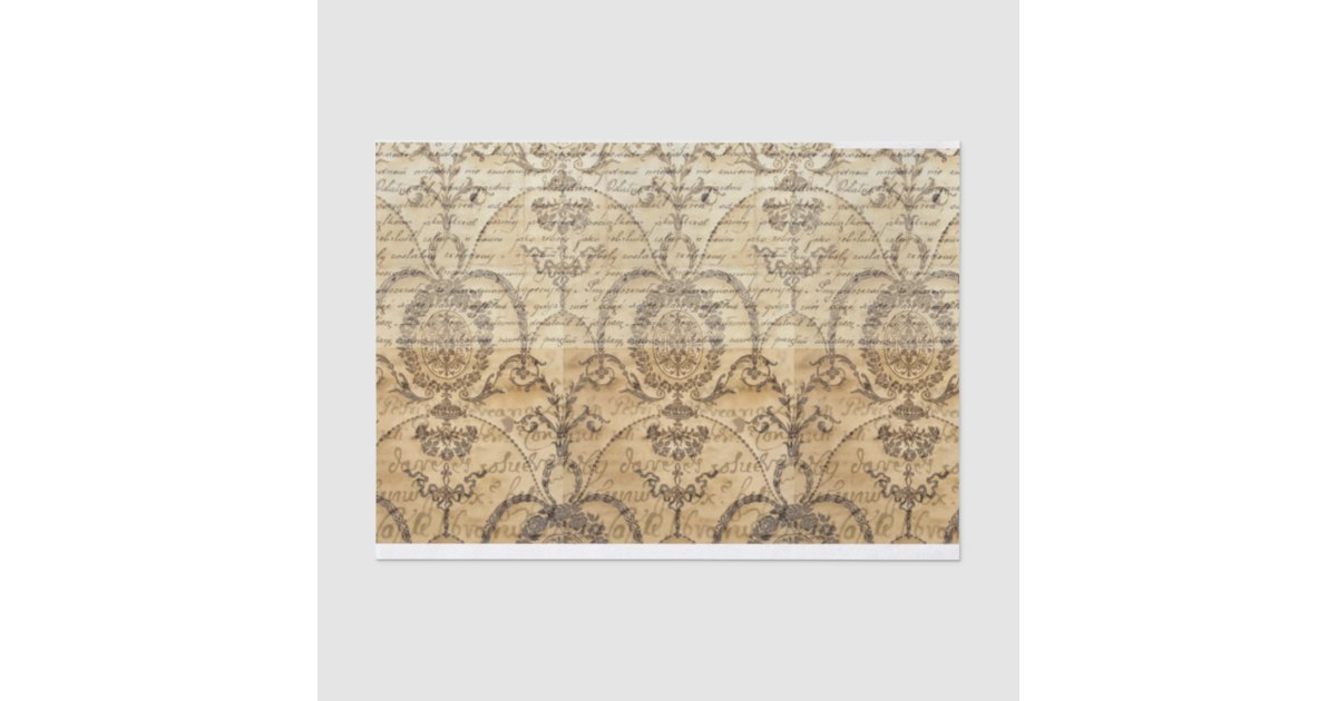 Vintage Handwriting Scroll Decoupage and Collage Tissue Paper | Zazzle