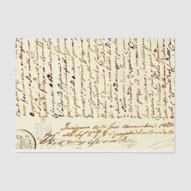 Vintage Handwritten Document Tissue Paper | Zazzle