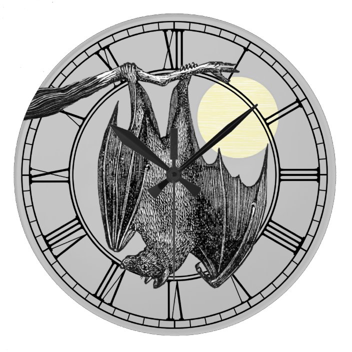 Vintage Hanging Bat Large Clock | Zazzle.com