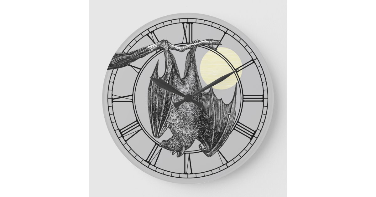 Vintage Hanging Bat Large Clock | Zazzle