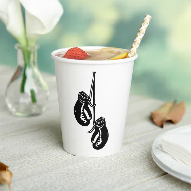 Vintage Hanging Boxing Gloves Retro Fighter Paper Cups | Zazzle