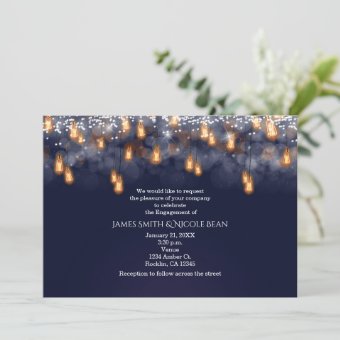 Vintage Hanging Light Bulbs Engagement Party Invitation | Zazzle