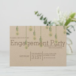 Vintage Hanging Lightbulbs | Engagement Party Invitation | Zazzle