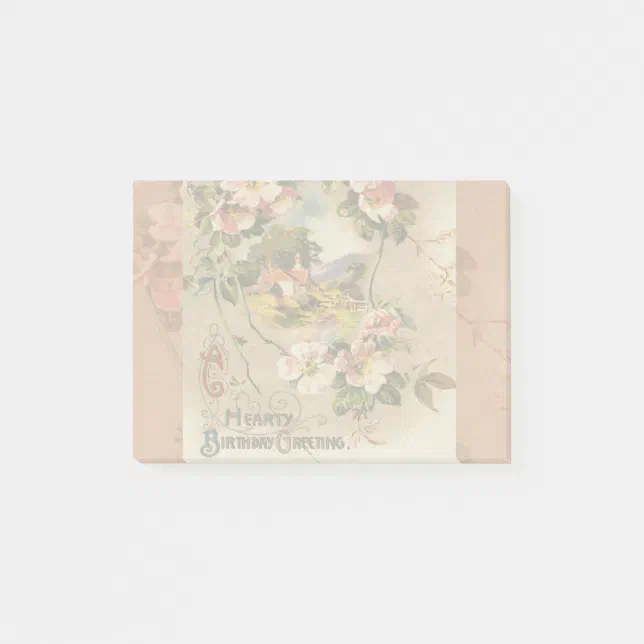 Vintage Happy Birthday Card Artwork Post-it Notes | Zazzle