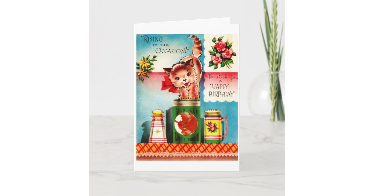 Vintage - Happy Birthday Cat, Card | Zazzle
