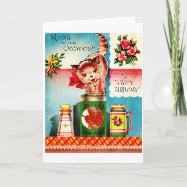 Vintage - Happy Birthday Cat, Card | Zazzle
