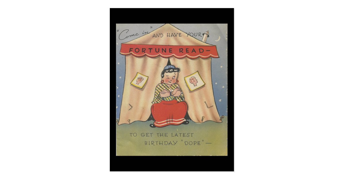 Vintage Happy Birthday Fortune Teller Postcard | Zazzle.com