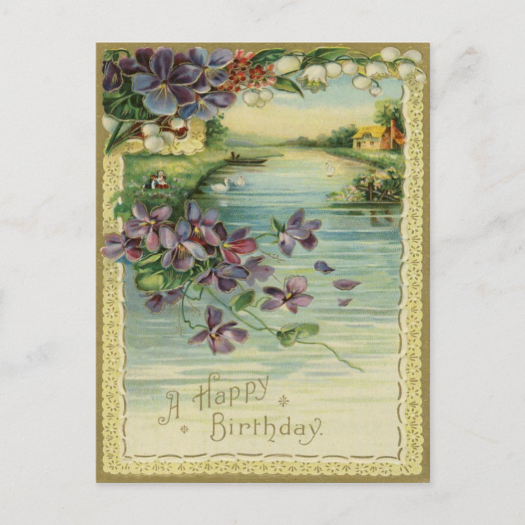 Vintage Happy Birthday Postcard | Zazzle