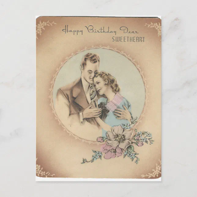 Vintage Happy Birthday Sweetheart "Mario" Postcard | Zazzle