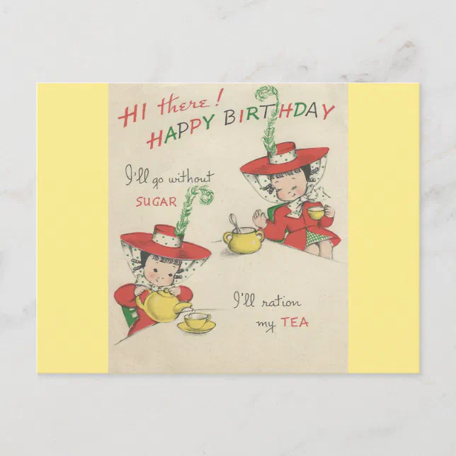 Vintage Happy Birthday Tea Postcard | Zazzle