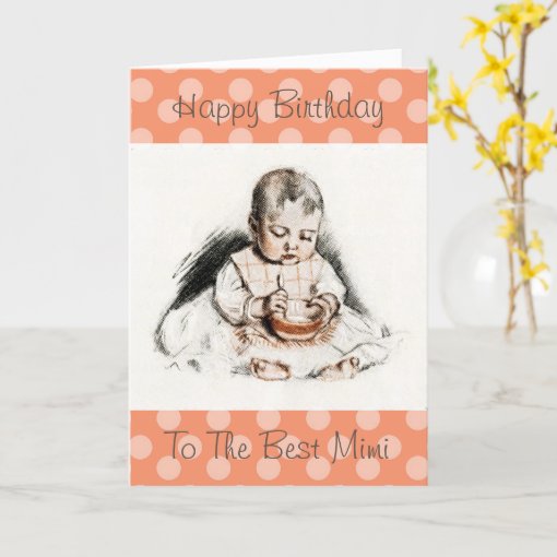 Vintage Happy Birthday to the Best Mimi Card | Zazzle