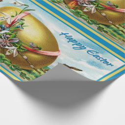 Vintage Happy Easter Bunny Rabbits Easter Eggs Wrapping Paper | Zazzle