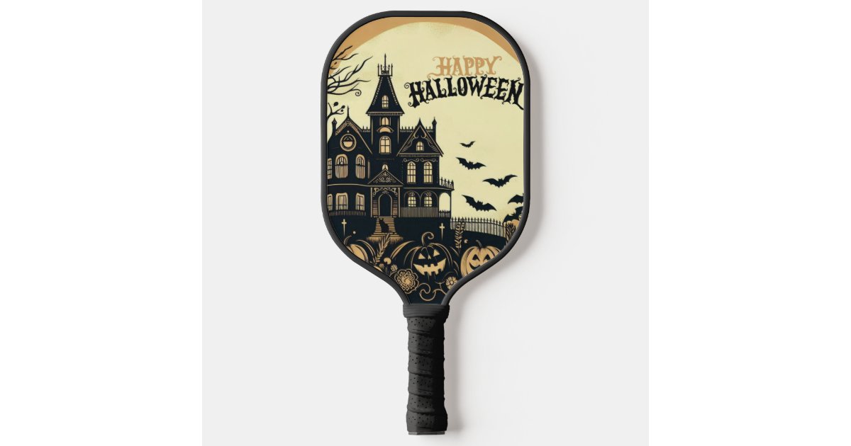 Vintage happy Halloween art Carbon Fiber Pickleball Paddle | Zazzle