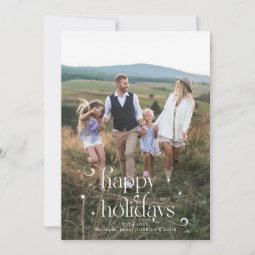 Vintage Happy Holidays Christmas Photo Vertical Holiday Card | Zazzle