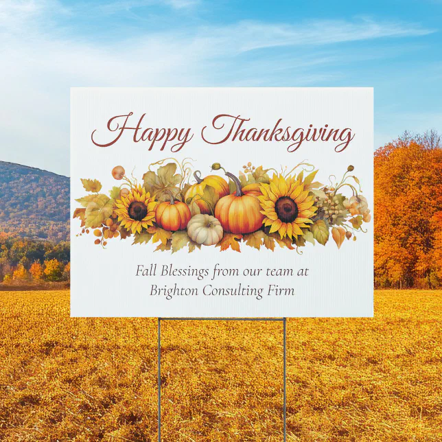 Vintage Happy Thanksgiving Custom Company Yard Sign | Zazzle