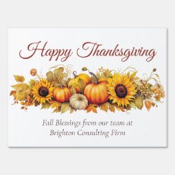 Vintage Happy Thanksgiving Custom Company Yard Sign | Zazzle