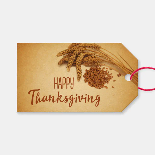 Vintage Happy Thanksgiving Wheat Corn Gift Tags | Zazzle