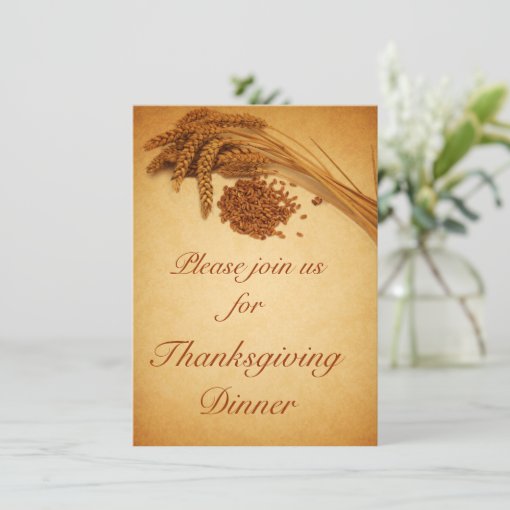 Vintage Happy Thanksgiving Wheat Corn Invitation | Zazzle