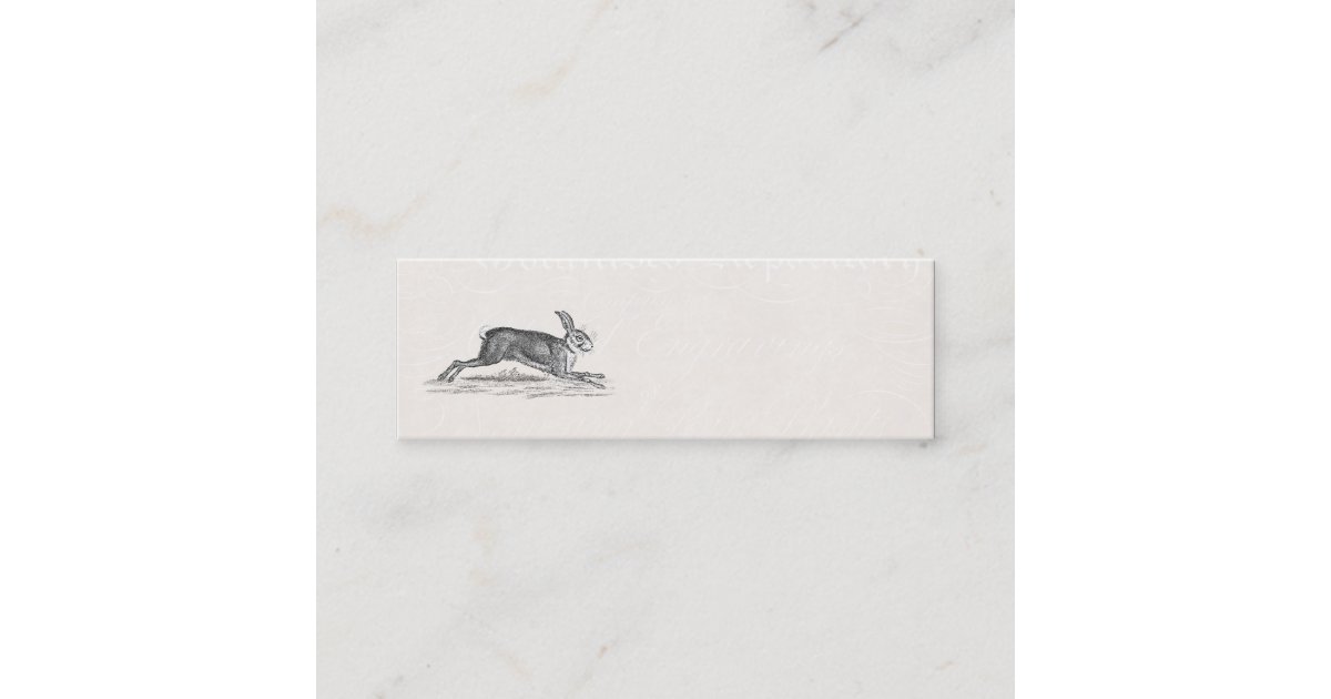 Vintage Hare Bunny Rabbit Illustration - Rabbits Mini Business Card ...