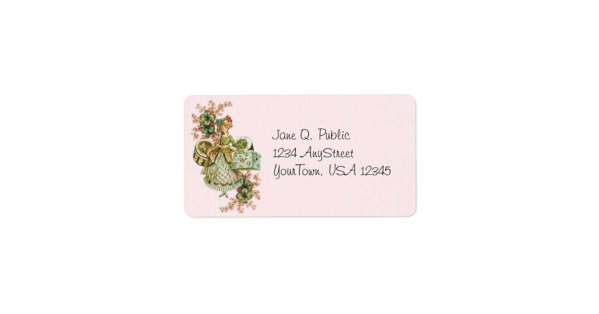 Vintage Hat Box Lady Lovely Day Address Label | Zazzle