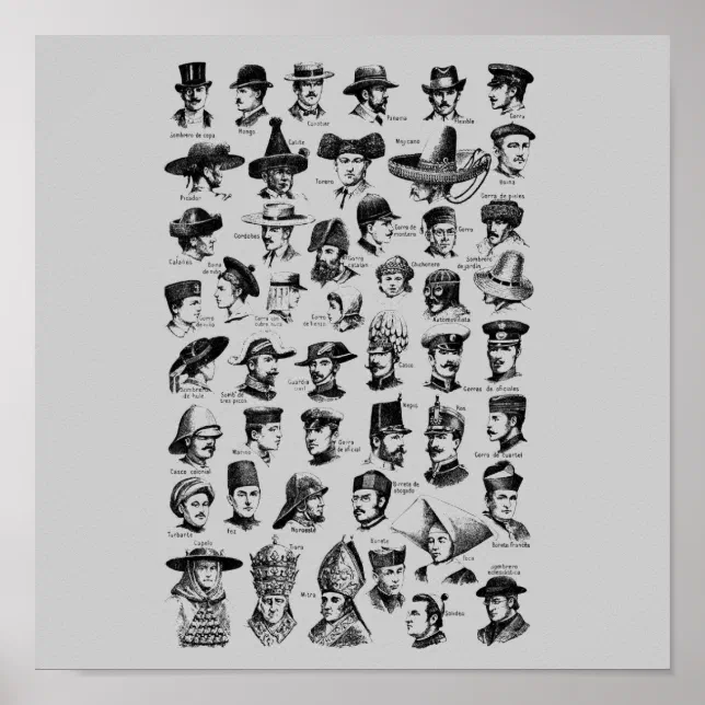 Vintage Hats Poster | Zazzle