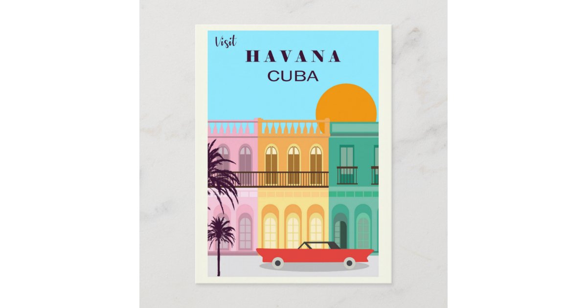 Vintage Havana Cuba Colorful Travel Postcard | Zazzle