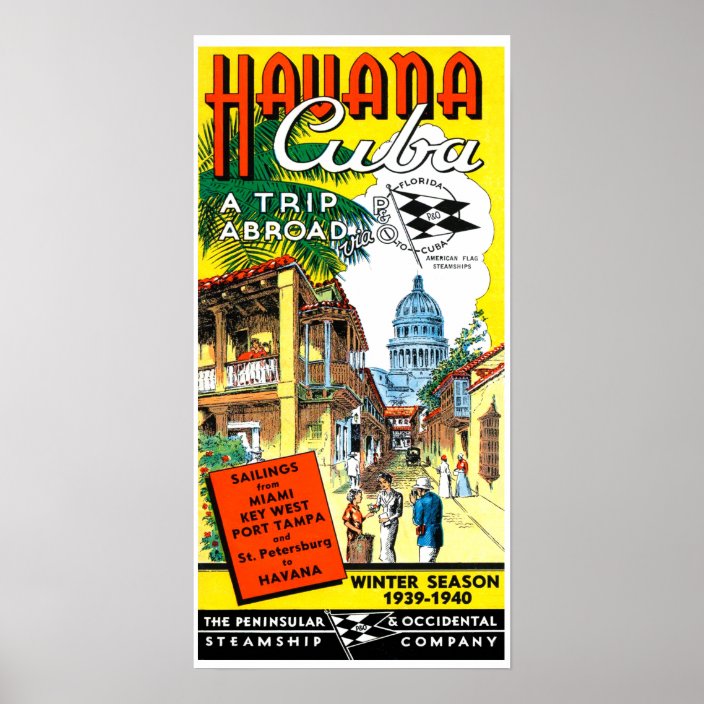 Vintage Havana Cuba Travel Poster | Zazzle.com