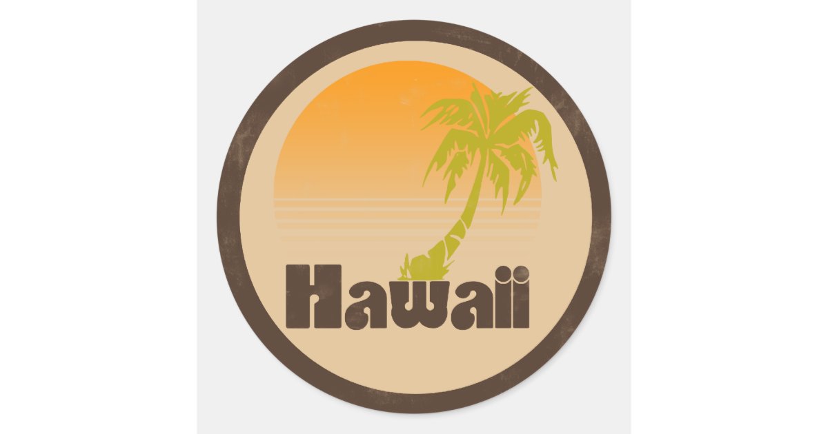 Vintage Hawaii Logo Classic Round Sticker | Zazzle