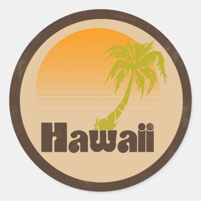 Vintage Hawaii Logo Classic Round Sticker | Zazzle