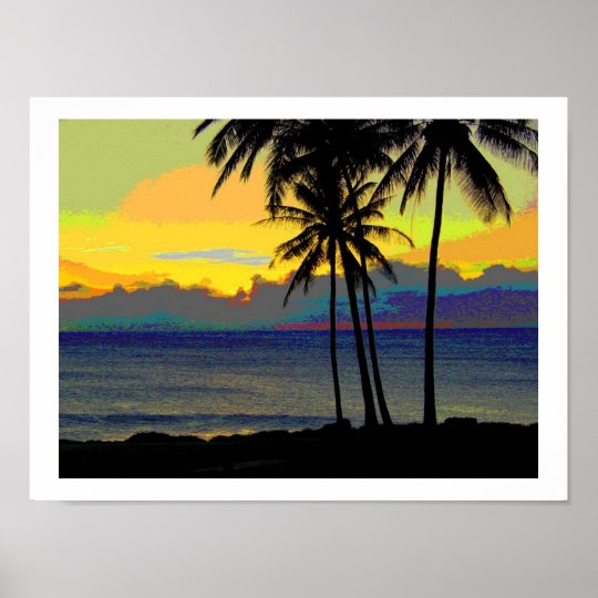 Vintage Hawaii sunset Posters | Zazzle.com