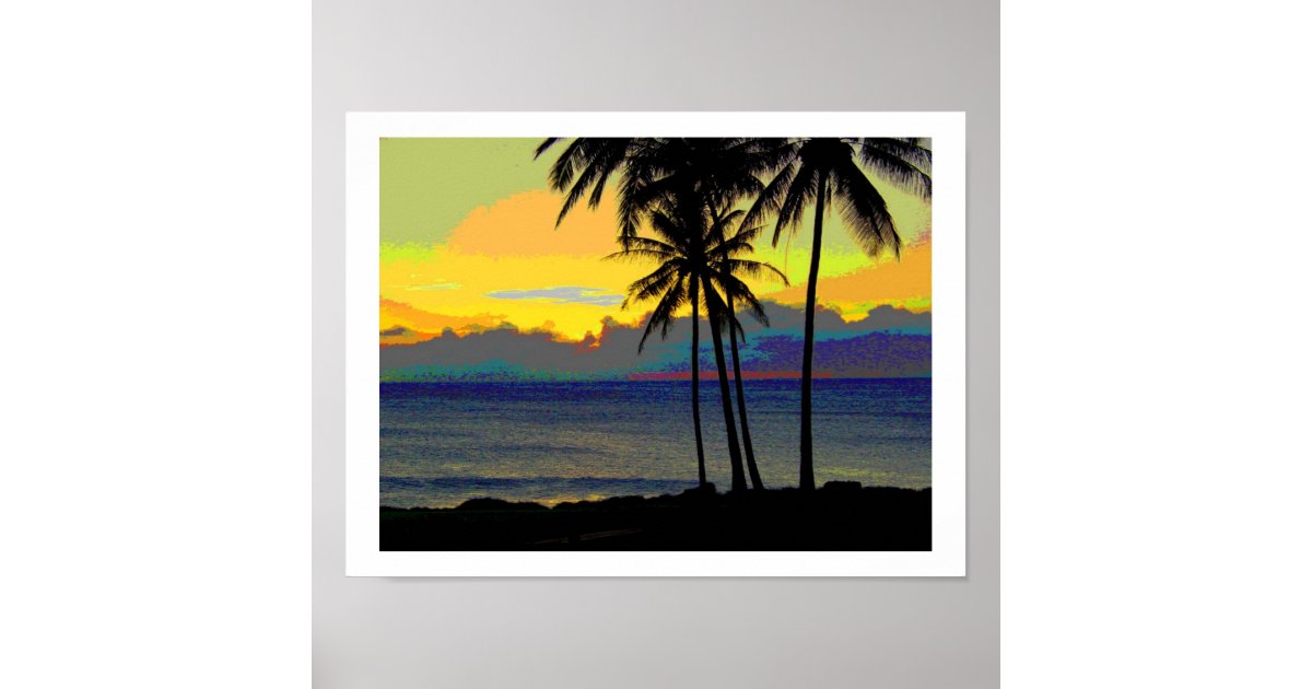 Vintage Hawaii sunset Posters | Zazzle