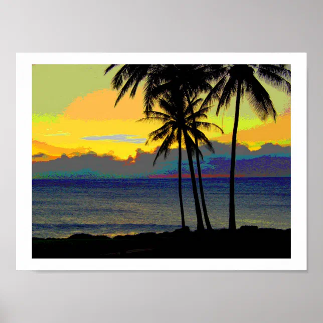 Vintage Hawaii sunset Posters | Zazzle