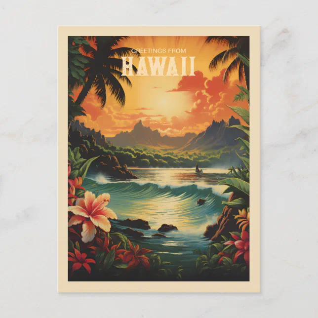 Vintage Hawaii Tropical Beach Travel Postcard | Zazzle