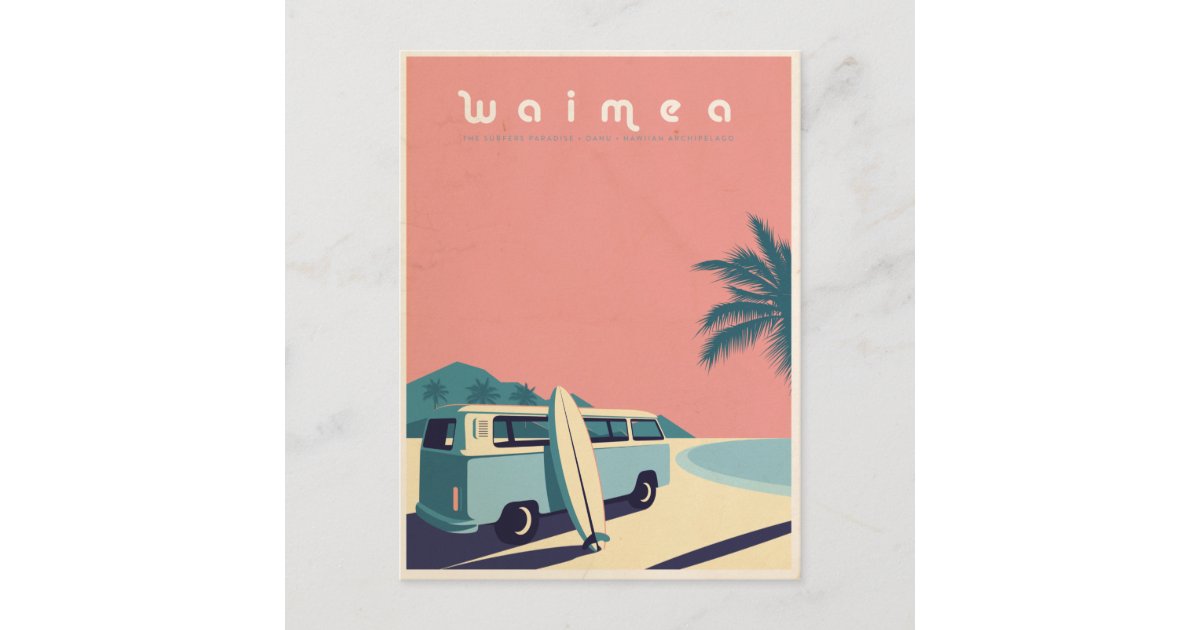 Vintage Hawaiian Surf Van Travel Postcard | Zazzle