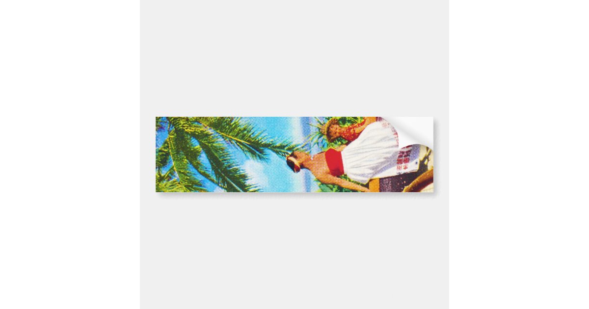 Vintage Hawaiian Vacation Bumper Sticker | Zazzle