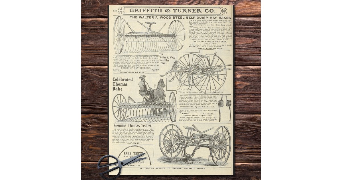 Vintage Hay Farm Equipment Newspaper Ad Decoupage Tissue Paper | Zazzle