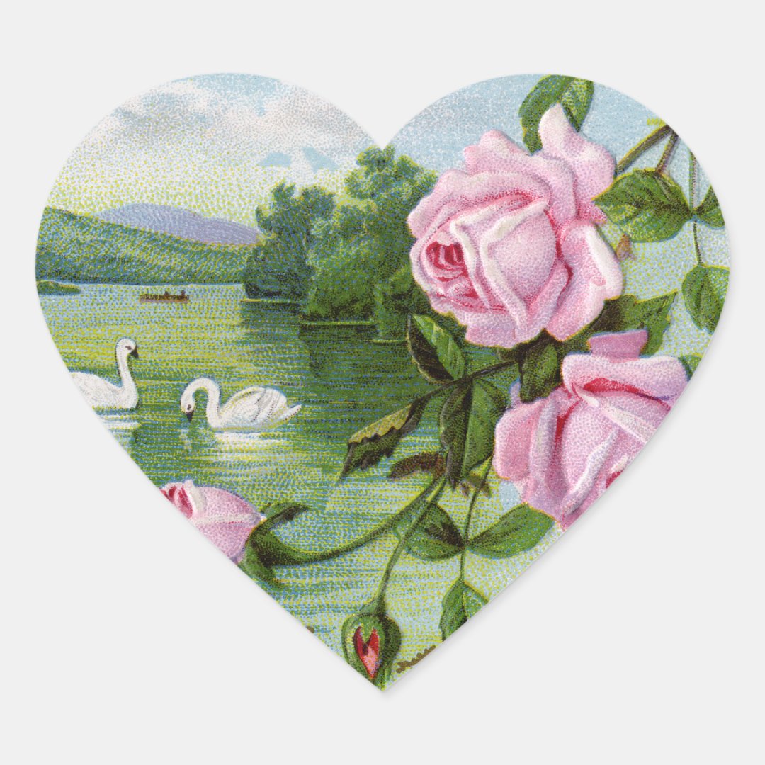 Vintage Heart Birthday Stickers | Zazzle