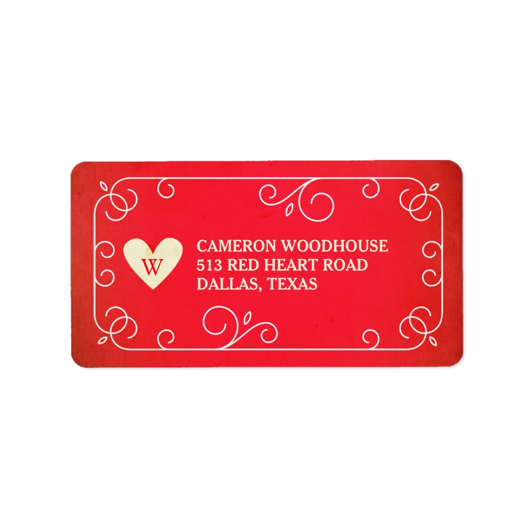 Vintage Heart Monogram Label | Zazzle