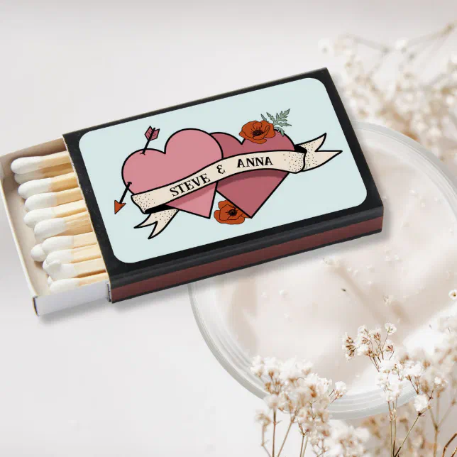 vintage heart pastels wedding matchbox matchboxes | Zazzle