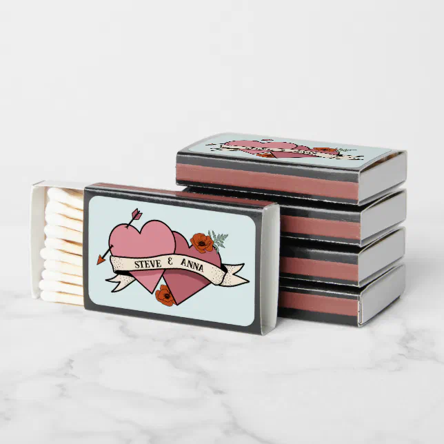 vintage heart pastels wedding matchbox matchboxes | Zazzle