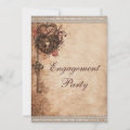 Vintage Hearts Lock and Key Engagement Party Invitation | Zazzle