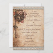 Vintage Hearts Lock and Key Photo Wedding Invitation | Zazzle