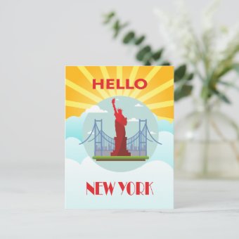 Vintage Hello New York Travel Postcard | Zazzle