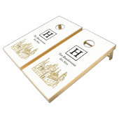 Vintage Heraldic Castle #2 Crest Faux Gold Cornhole Set | Zazzle