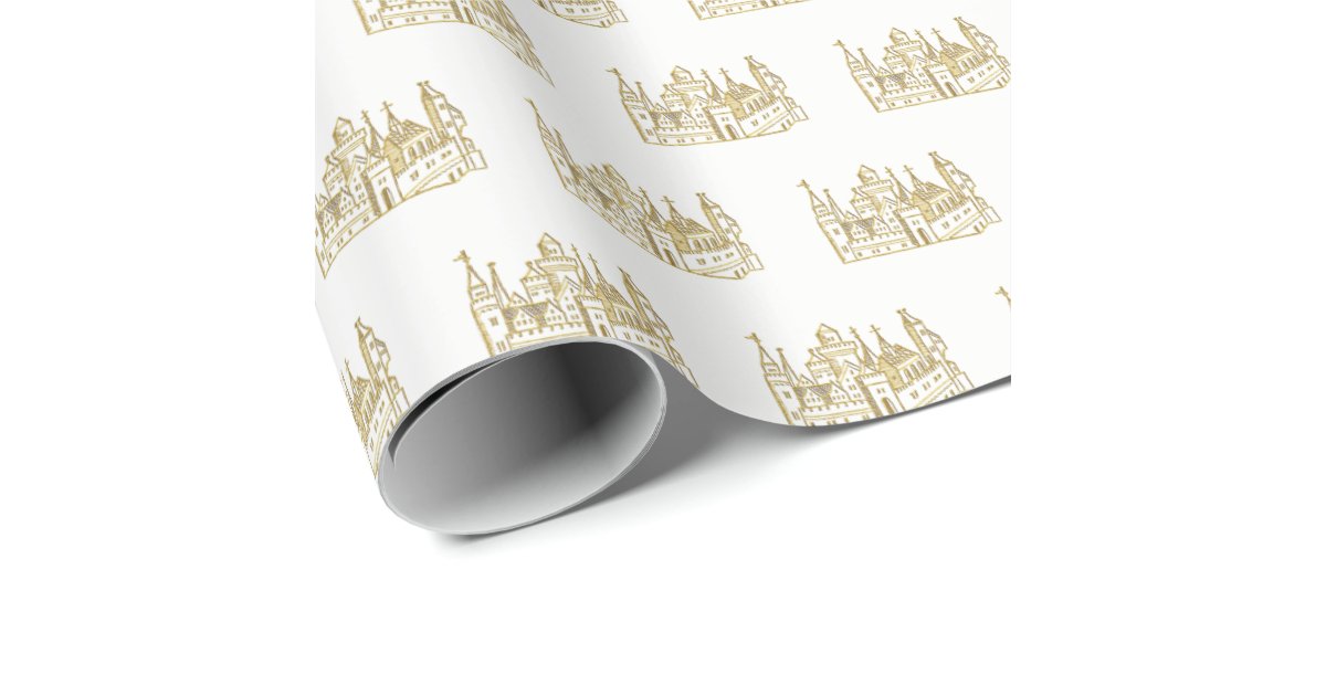 Vintage Heraldic Castle #2 Crest Faux Gold Wrapping Paper | Zazzle